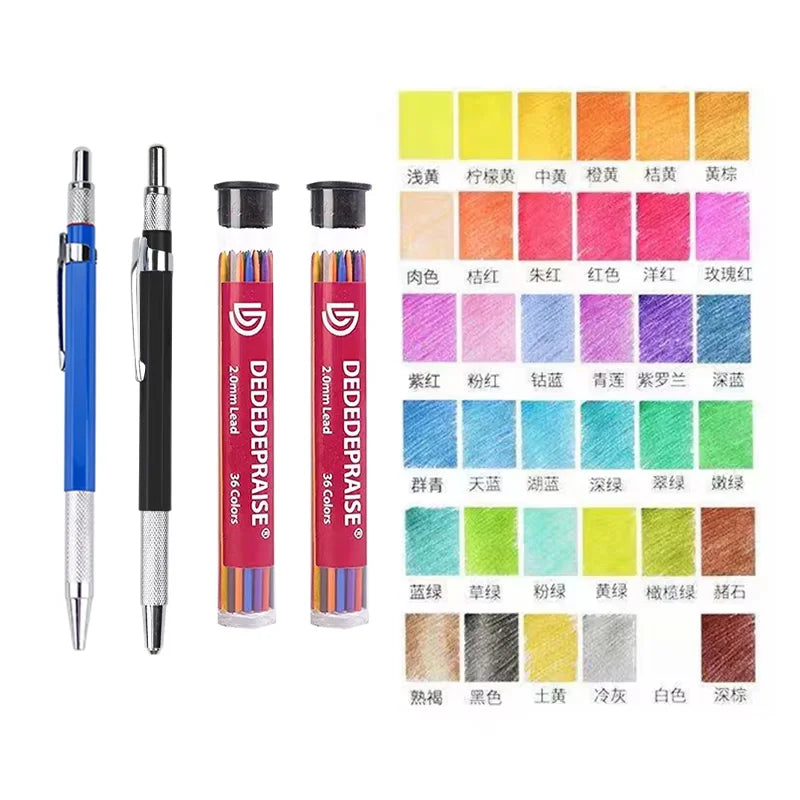 Sketch Press Mechanical Pencil 2.0MM & 36 colors Automatic Pencils Rep ...