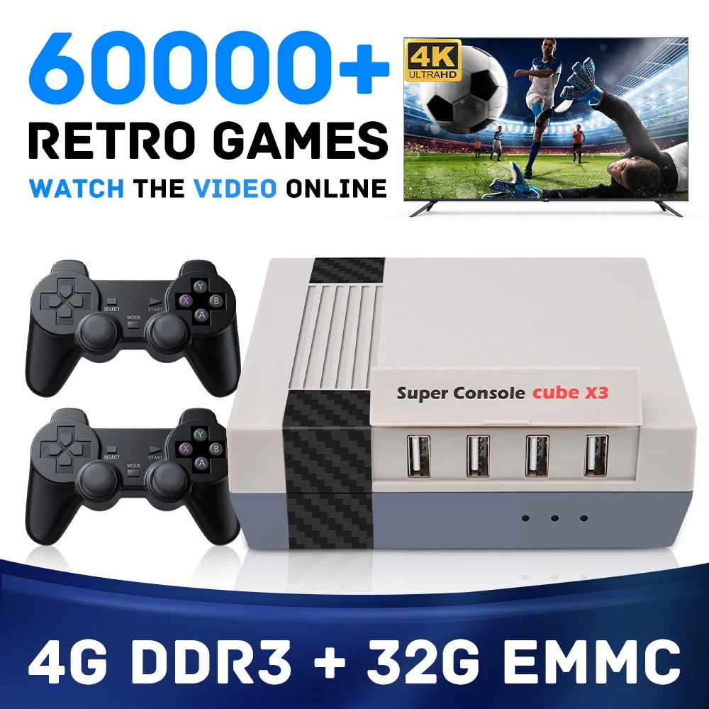 KinHank 4K HD Retro Video Game Consoles Super Console X CUBE X3 Portab ...