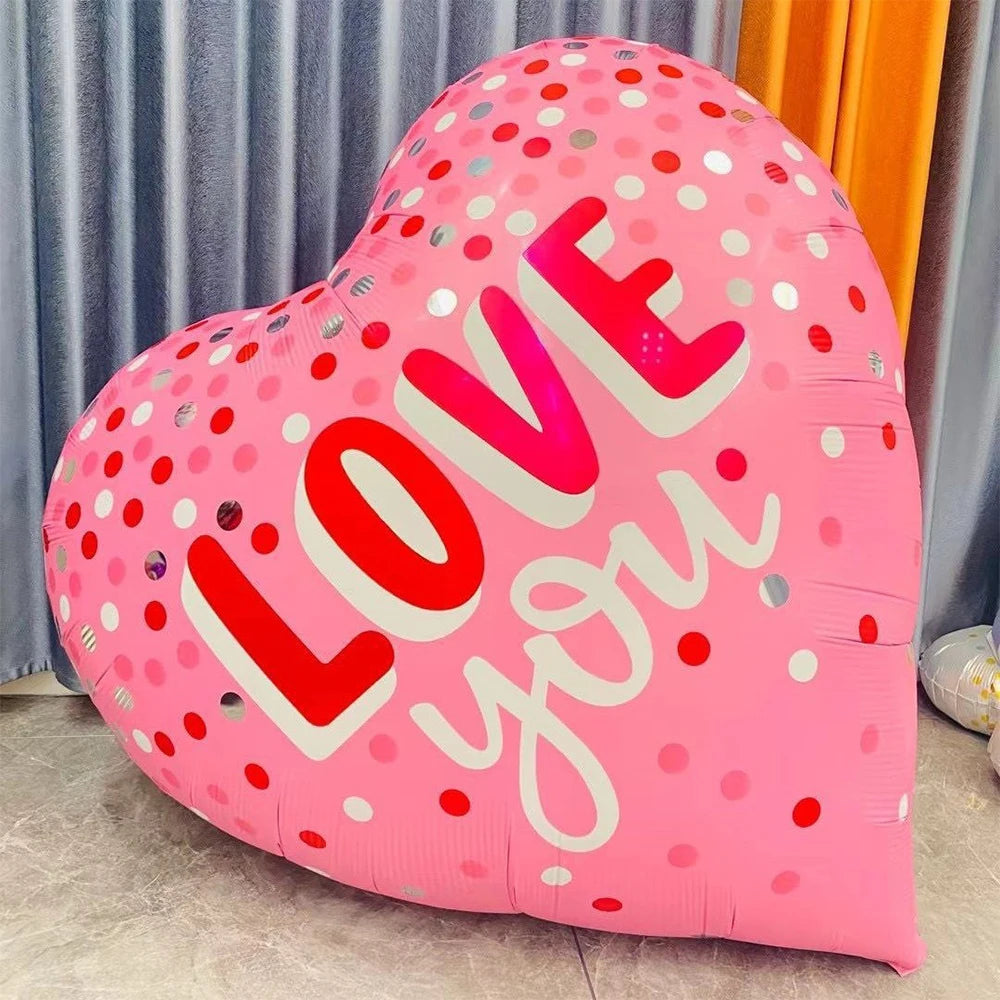 63Inch Giant Red Heart Shaped Foil Balloon Huge Love Heart Ball for Va ...