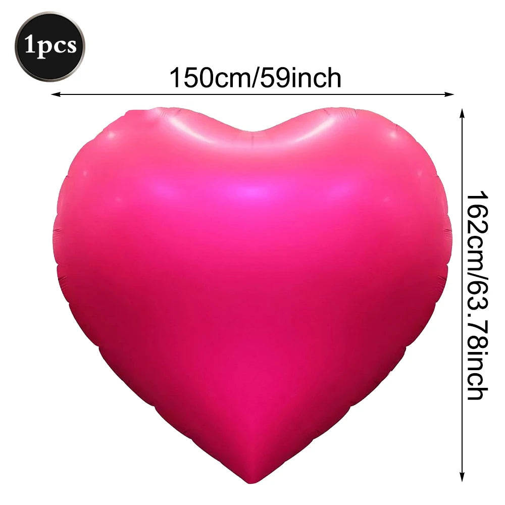 63Inch Giant Red Heart Shaped Foil Balloon Huge Love Heart Ball for Va ...