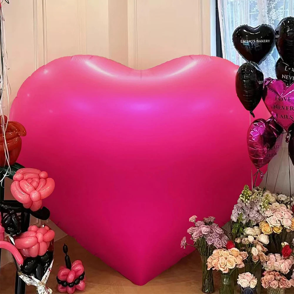 63Inch Giant Red Heart Shaped Foil Balloon Huge Love Heart Ball for Va ...