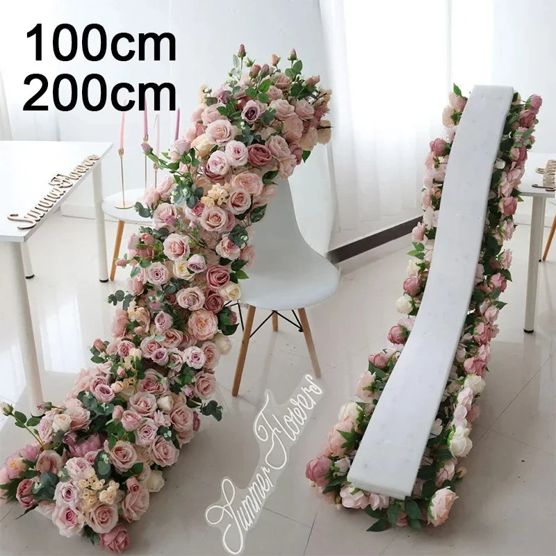 1m 2m Luxury Flower Row Runner Artificial Flowers for Table Centerpiec ...